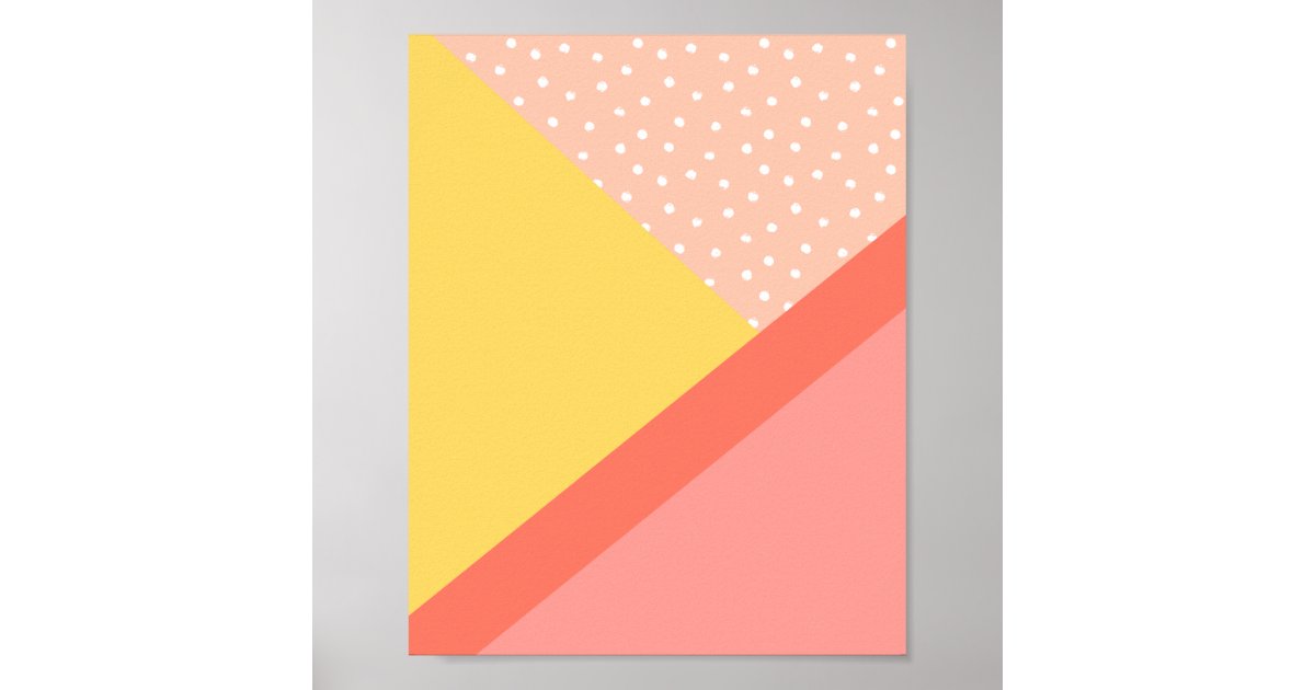 Coral Geometric Daylight Modern Colorblock Art Poster | Zazzle