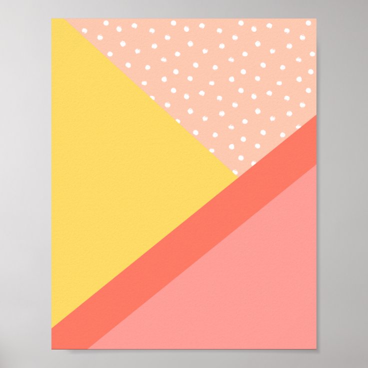 Coral Geometric Daylight Modern Colorblock Art Poster | Zazzle