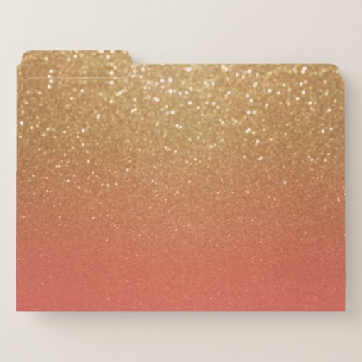 Coral Gold Glitter File Folder | Zazzle
