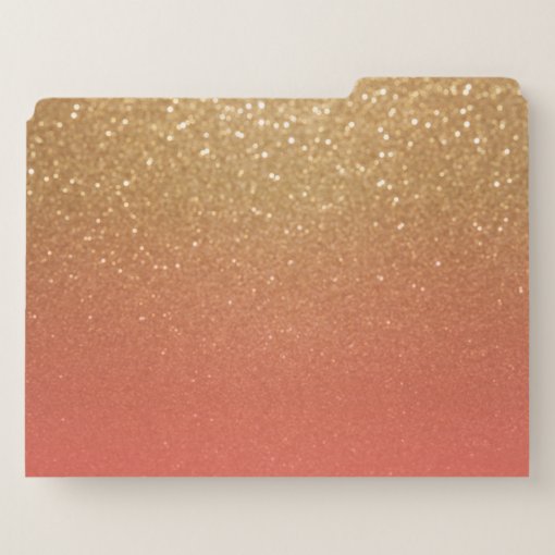 Coral Gold Glitter File Folder | Zazzle