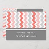 Coral Gray Chevron Bridal Shower Invitation Cards | Zazzle