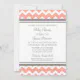 Coral Gray Chevron Custom Baby Shower Invitations | Zazzle