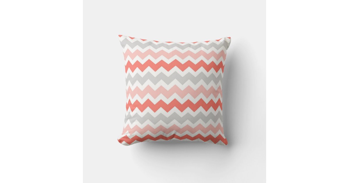 Coral Gray Chevron Decorative Pillow | Zazzle