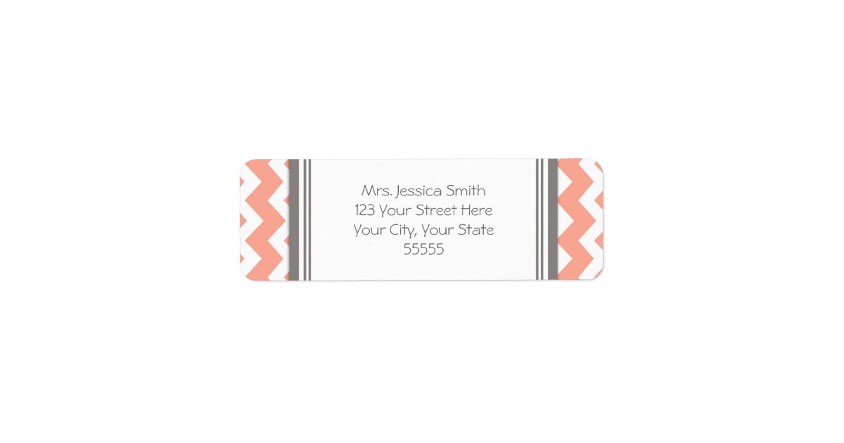 Coral Gray Chevrons Custom Return Address Labels | Zazzle