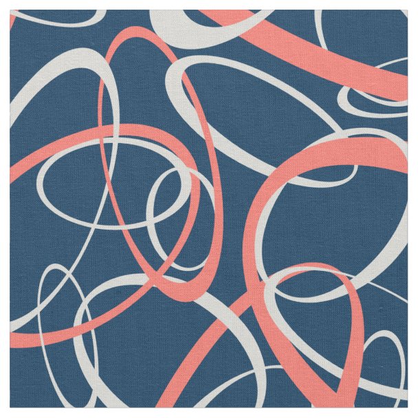 orange and white loops on gray geometric pattern fabric | Zazzle