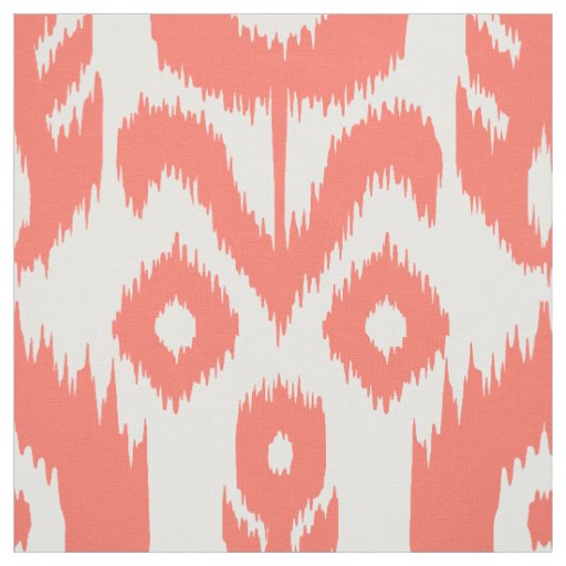 Coral Ikat Pattern Fabric | Zazzle