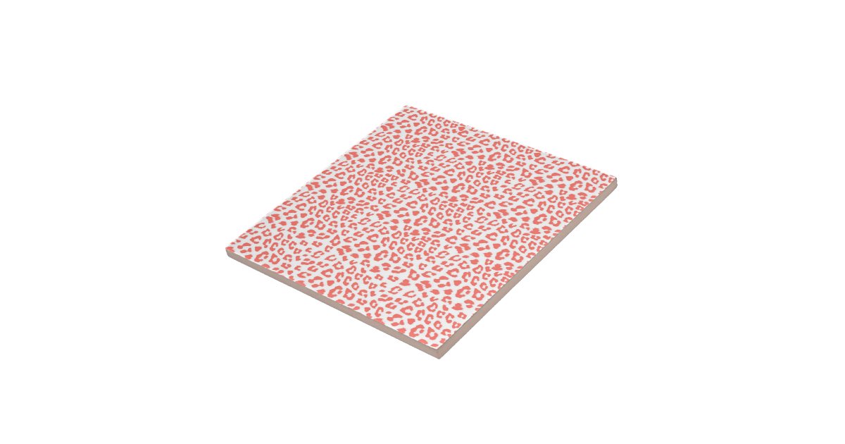Coral Leopard Print Ceramic Tile | Zazzle