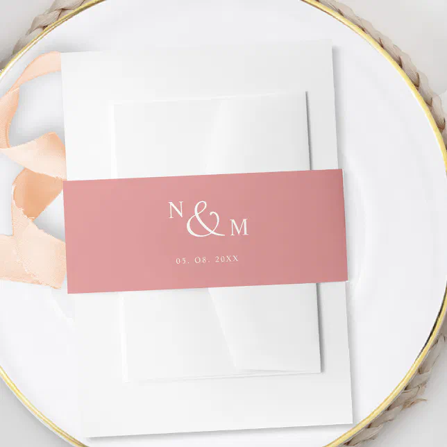 Coral Modern Simple Wedding Invitation Belly Band | Zazzle
