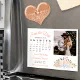 Coral Peach Floral Calendar & Photo Save the Date Magnetic Invitation ...