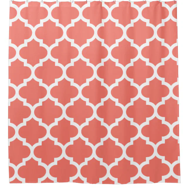 Coral Peach Quatrefoil Pattern Shower Curtains Zazzle
