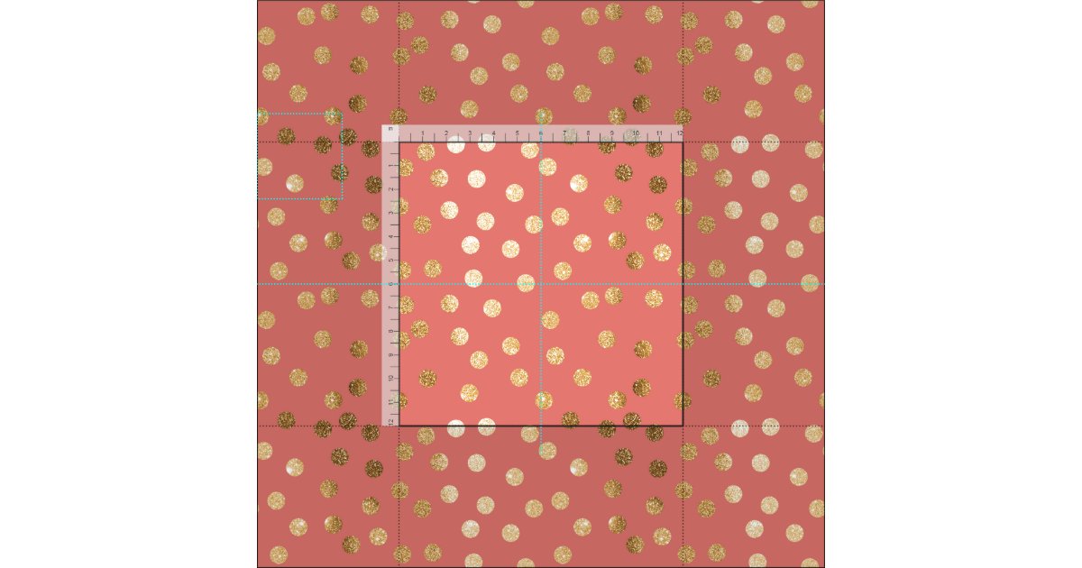 Coral Pink and Gold Glitter City Dots Fabric | Zazzle