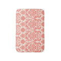 Coral Pink and Ivory Elegant Damask Pattern Bathroom Mat | Zazzle