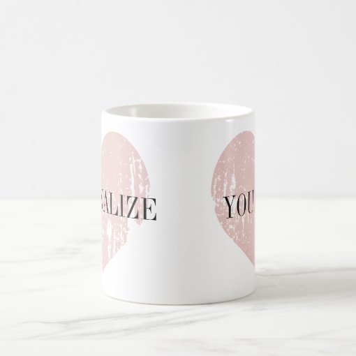 Coral pink weathered heart personalized coffee mug | Zazzle