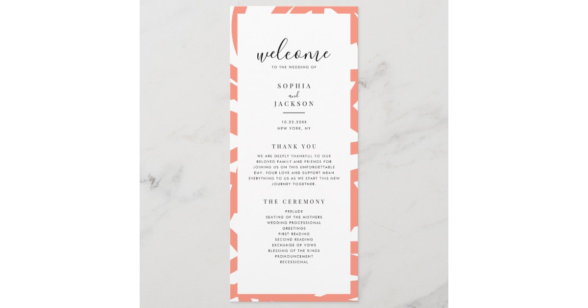 Coral Pop Modern Abstract Wedding Program | Zazzle
