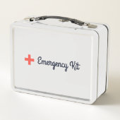 Coral Red Cross Script Emergency Kit Medicine Metal Lunch Box | Zazzle