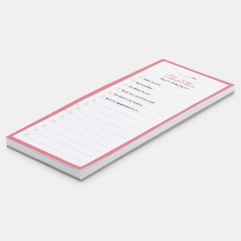 Coral Red Floral Daily Checklist Magnetic Notepad | Zazzle