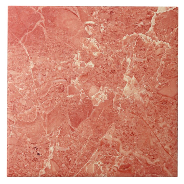 Coral Red Marble Texture Ceramic Tile | Zazzle