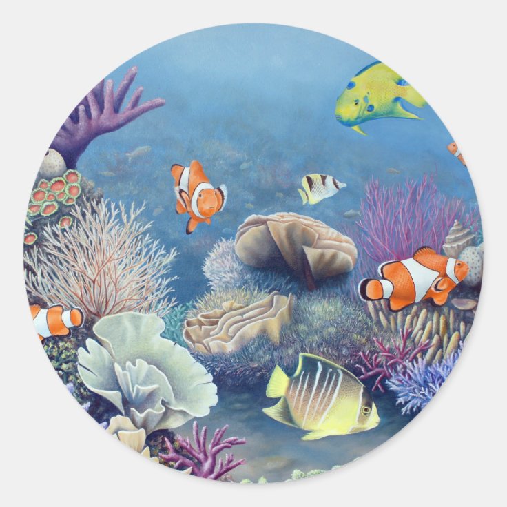 Coral Reef Classic Round Sticker | Zazzle