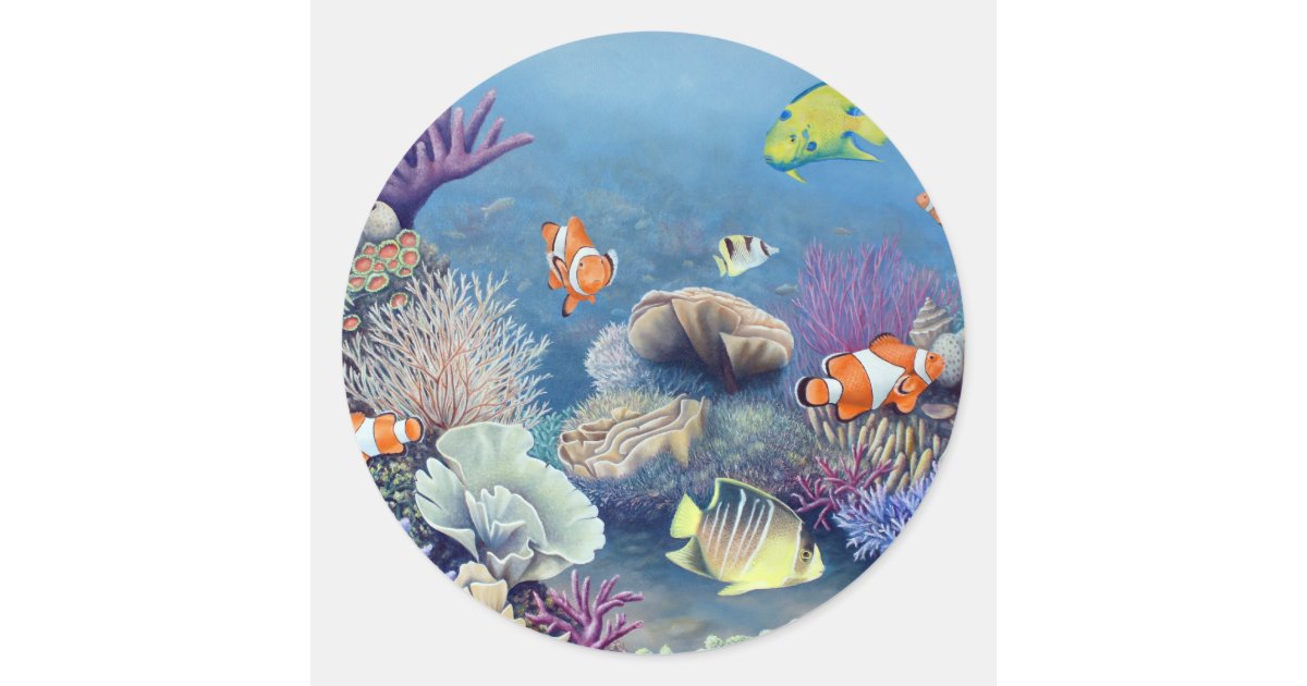 Coral Reef Classic Round Sticker | Zazzle