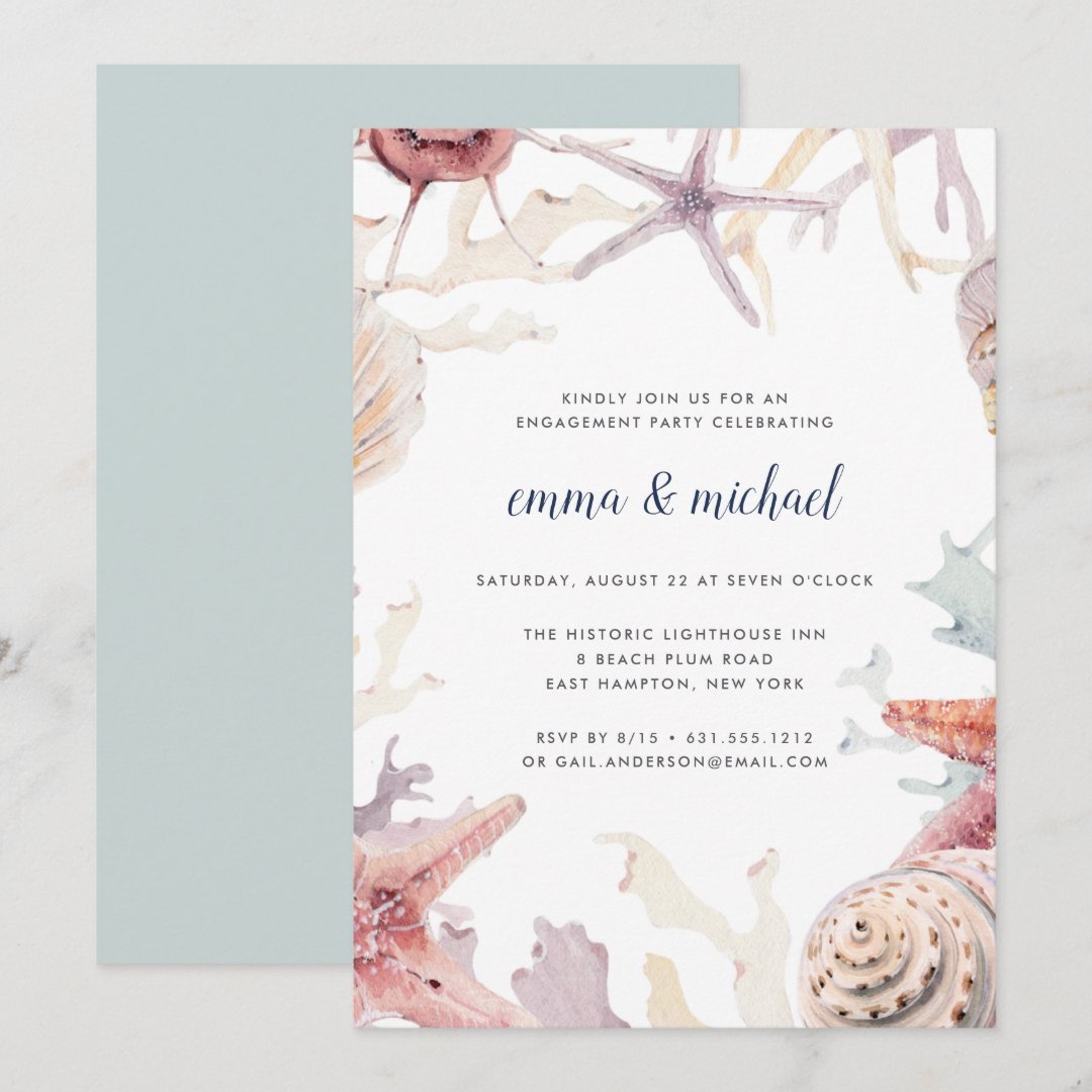 Coral Reef Engagement Party Invitation | Zazzle