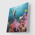 Coral Reef Scenery | Moorish Idol Square Wall Clock | Zazzle