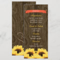 CORAL RUSTIC SUNFLOWER MENU CARD | Zazzle