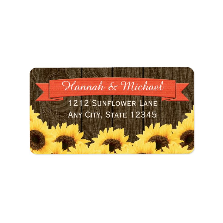 CORAL RUSTIC SUNFLOWER RETURN ADDRESS LABEL | Zazzle