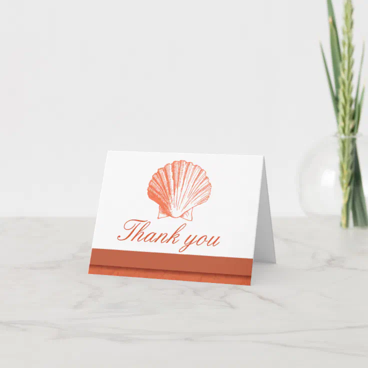 Coral Sea Shell Thank You Note Cards | Zazzle