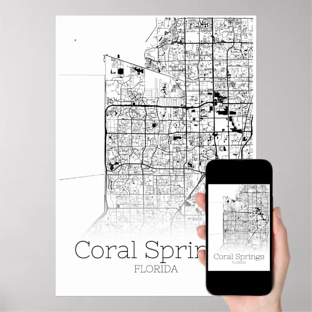 Coral Springs Map - Florida - City Map Poster | Zazzle
