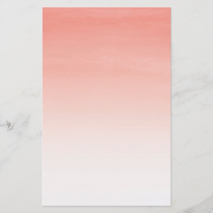 Coral Watercolor Ombre Stationery Sheets | Zazzle.com