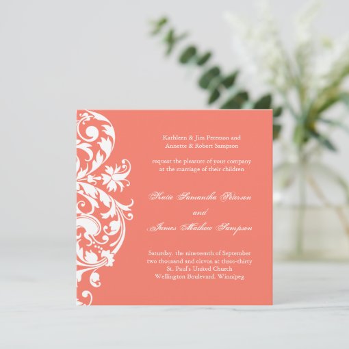 Coral Wedding Invitation | Zazzle