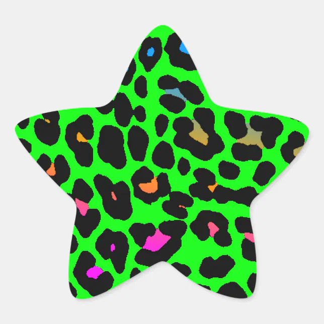 Corey Tiger 80s Leopard Spots (Green) Star Sticker | Zazzle