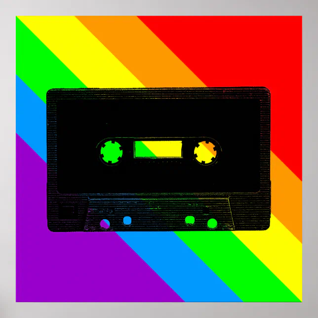 Corey Tiger 80s Retro Cassette Tape Rainbow Poster | Zazzle
