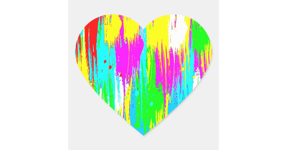 Corey Tiger 80s Retro Paint Drip Heart Sticker | Zazzle