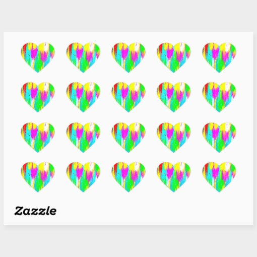 Corey Tiger 80s Retro Paint Drip Heart Sticker | Zazzle