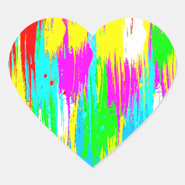 Corey Tiger 80s Retro Paint Drip Heart Sticker | Zazzle