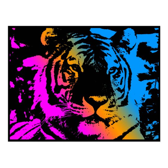 COREY TIGER '80s RETRO PYSCHEDELIC TIGER FACE Postcard | Zazzle.com