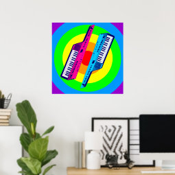 Corey Tiger 80s Retro Vintage Keytar Synth Poster | Zazzle
