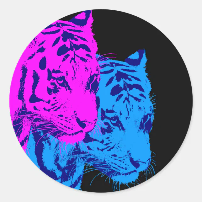 Corey Tiger 80s Vintage Twin Tigers Classic Round Sticker | Zazzle
