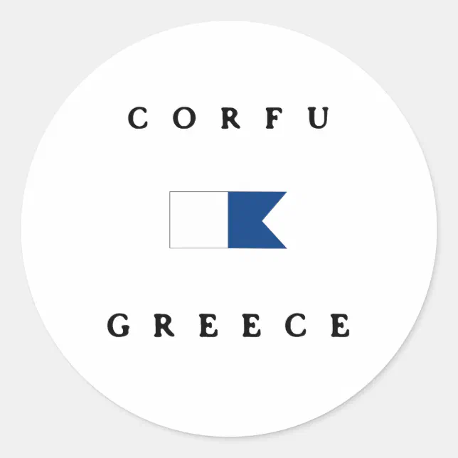 Corfu Greece Alpha Dive Flag Classic Round Sticker | Zazzle