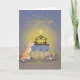 Corgi and cat with nativity scene Christmas card | Zazzle