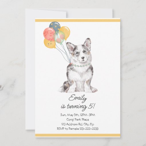 Corgi Birthday Party, Dog Party Invitation | Zazzle
