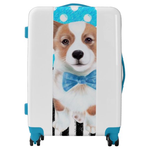 Corgi Blue Pattern Luggage | Zazzle