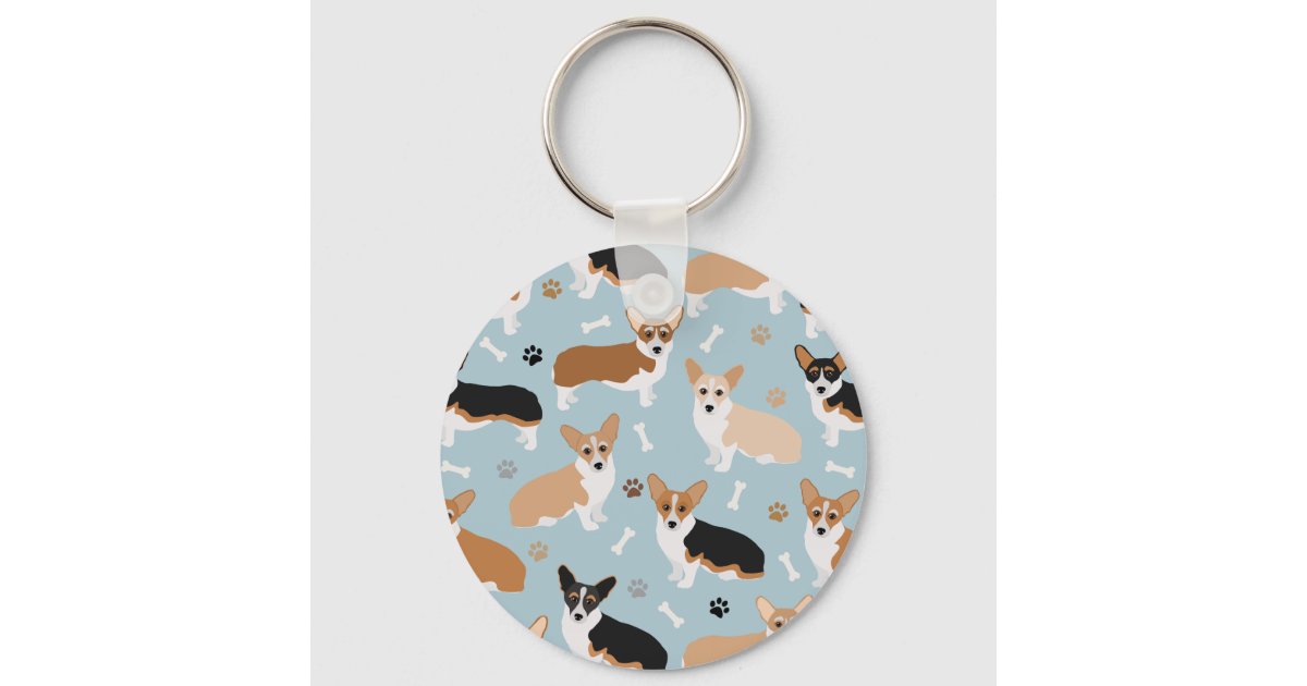 Corgi Dog Paws and Bones Keychain | Zazzle