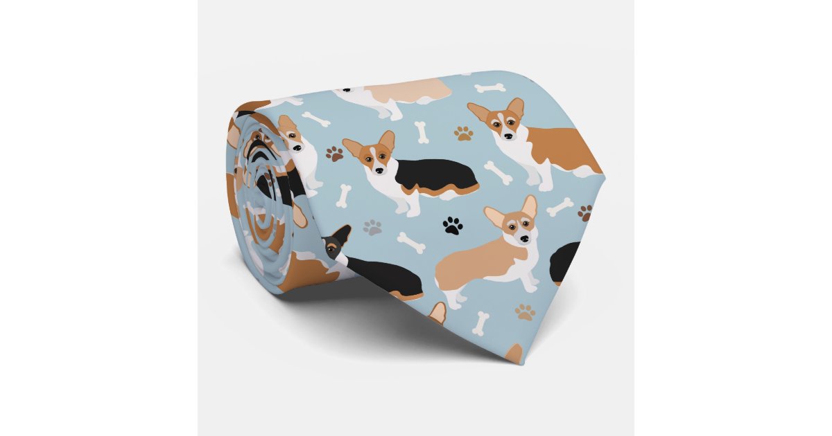 Corgi Dog Paws and Bones Neck Tie | Zazzle