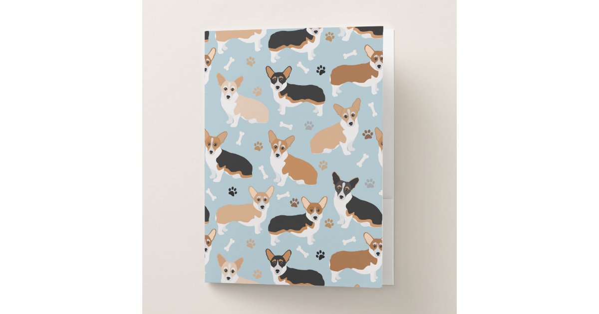 Corgi Dog Paws and Bones Pocket Folder | Zazzle