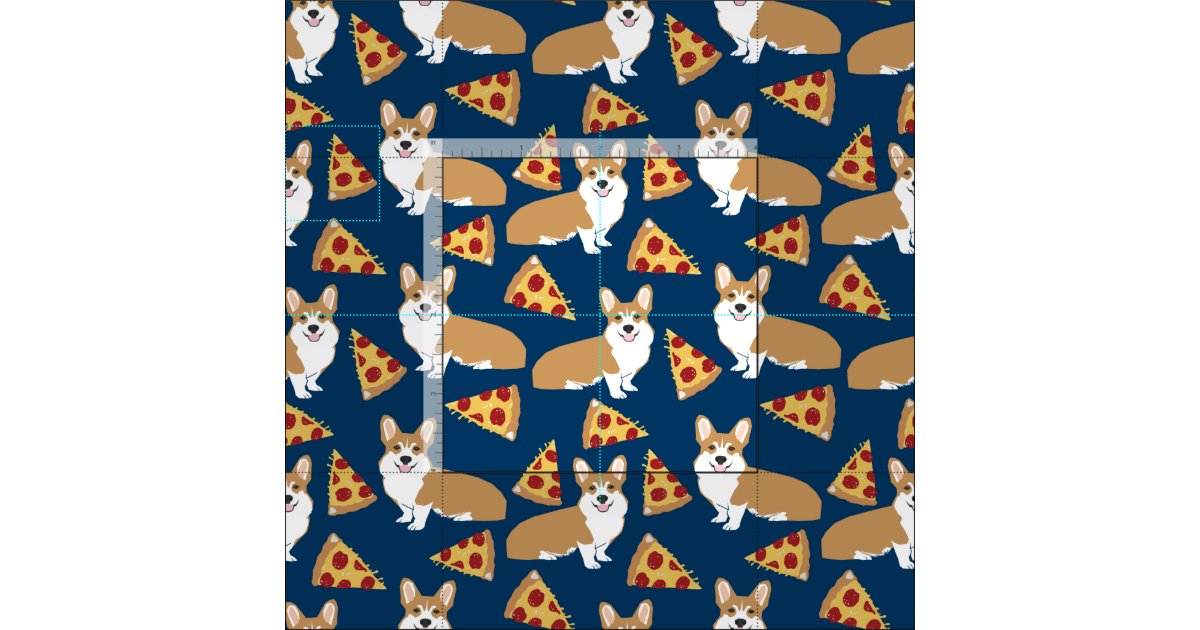 Corgi dog pizza pattern fabric | Zazzle