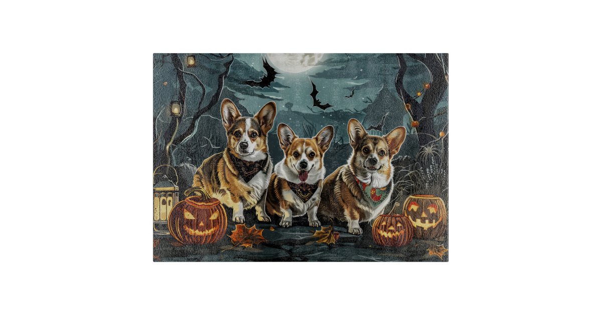 Corgi Halloween Spooky Cutting Board | Zazzle