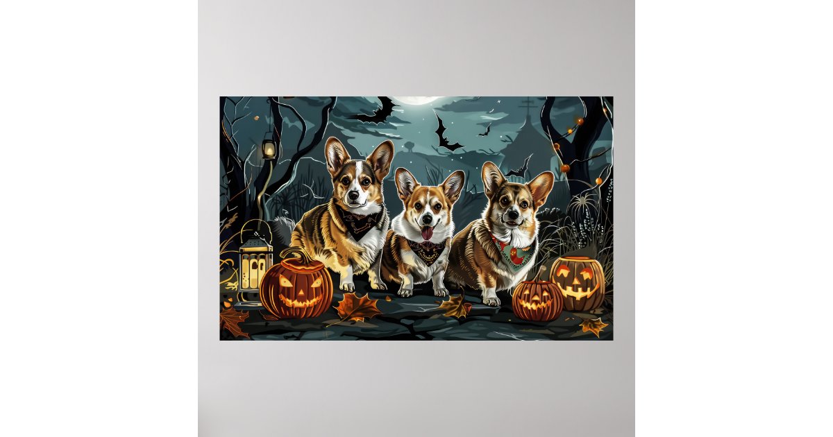 Corgi Halloween Spooky Poster | Zazzle