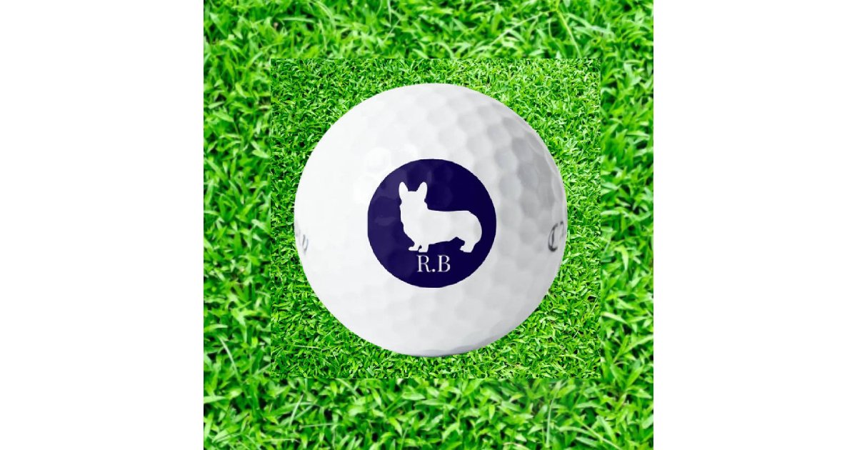 Corgi Monogrammed Blue Navy Golf Balls | Zazzle